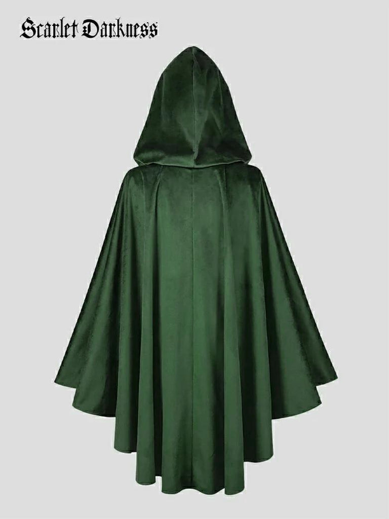 Scarlet Darkness 2025 Renaissance Wizard Short Hooded Cloak