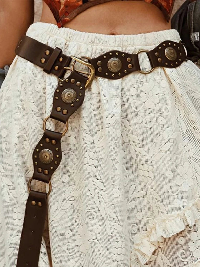 Scarlet Darkness Vintage Belt Rivet Brown Belt