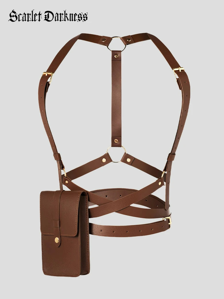 Scarlet Darkness Renaissance Body Harness Belt with Bag