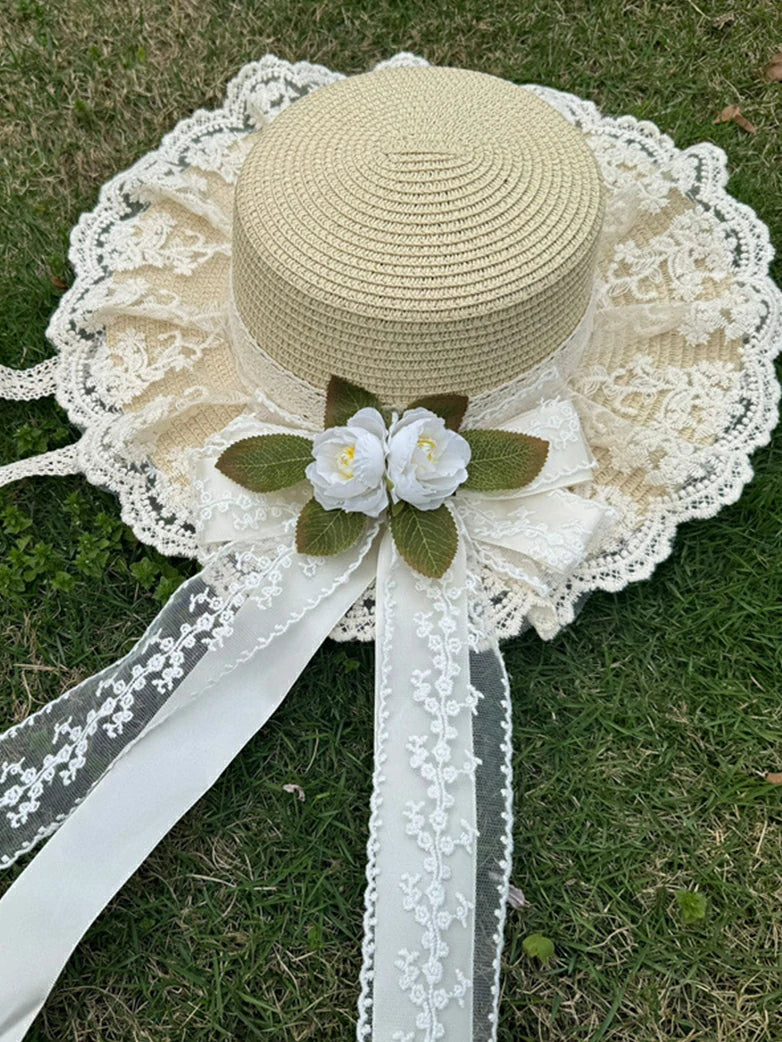 Scarlet Darkness Vintage Floral Victorian Tea Party hats with Lace