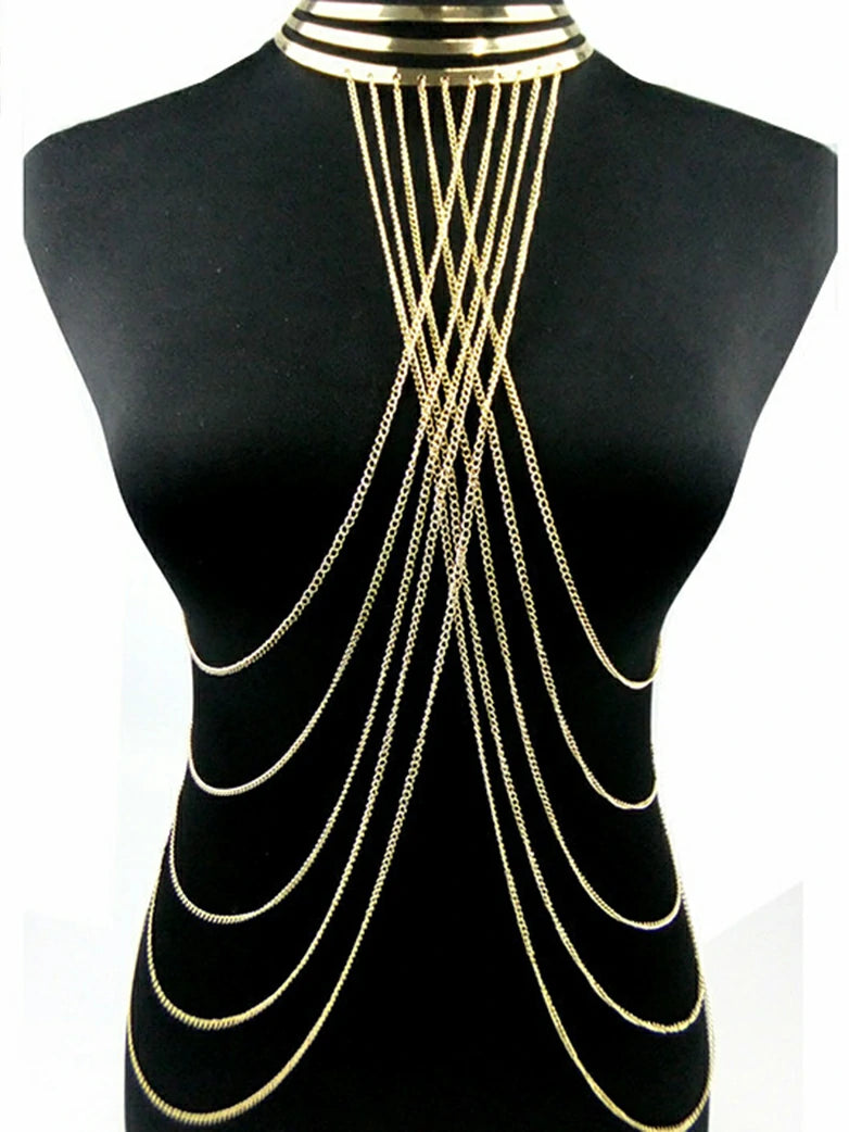 Scarlet Darkness Gothic Layered Metal Body Chain