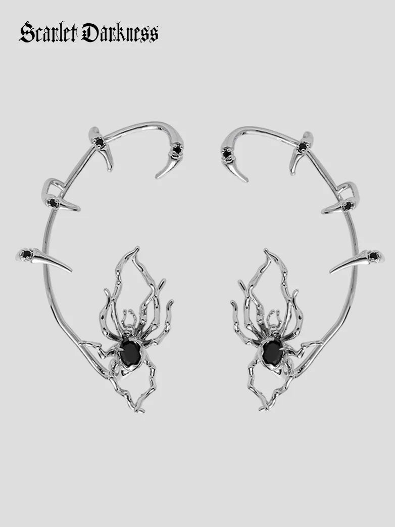 Scarlet Darkness Punk Spider Ear Clips - no piercing required