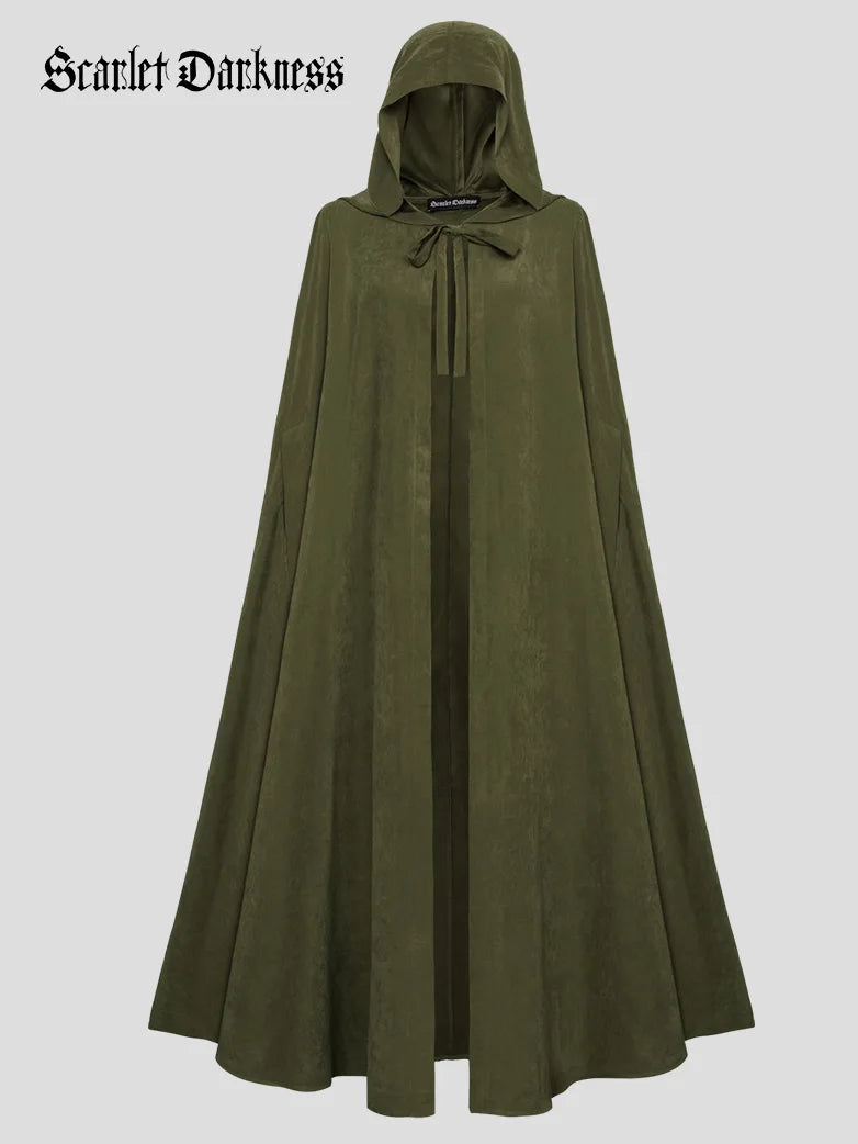 Scarlet Darkness Unsex Medieval Hooded Cape Tie Front Warrior Mid-Calf ...