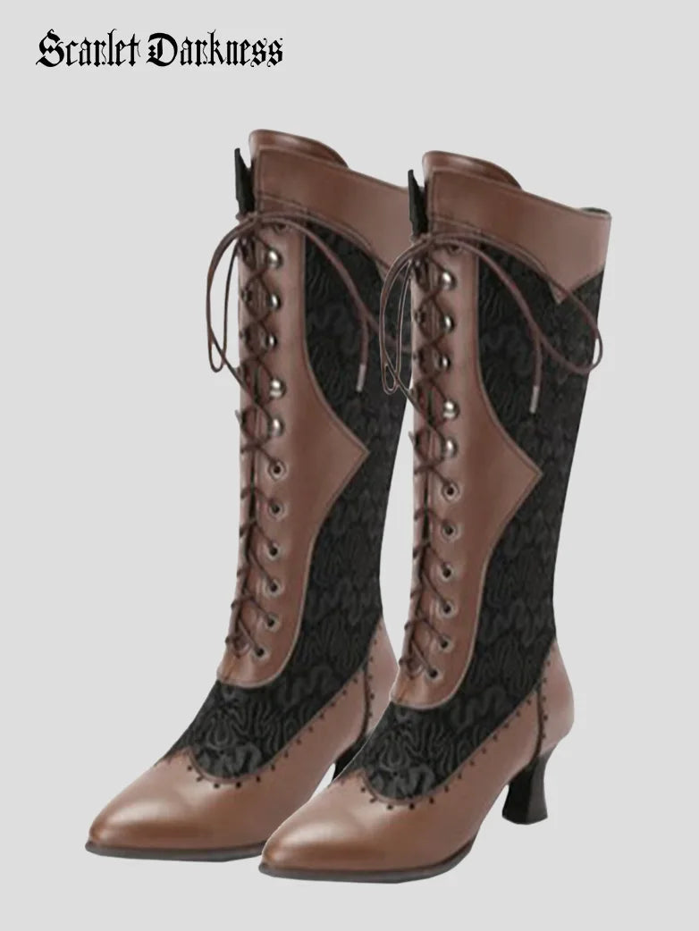 Scarlet Darkness Renaissance Cowboy Mid-calf Boots