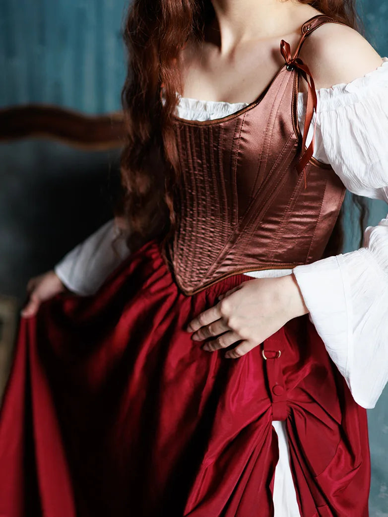 Scarlet Darkness Women 1850s Victorian Classical Satin Herringbone Corset